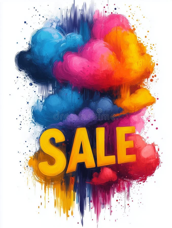 Colorful Paint Splash Discount Sale Stock Illustration - Illustration ...