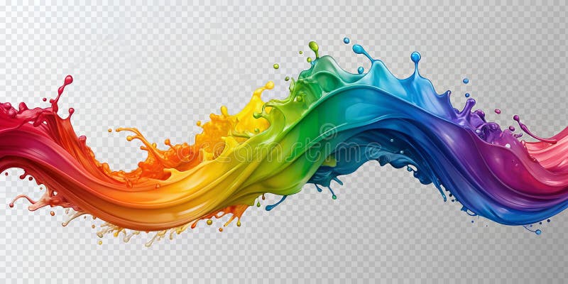 Colorful Paint Splash Rainbow Waves Liquid Explosion Isolated Design ...