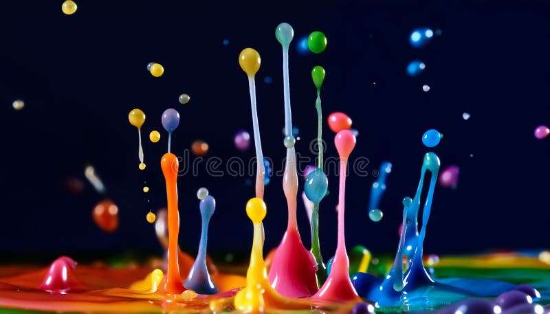 Colorful Paint Splash Rising Dramatically on Black Background Stock ...