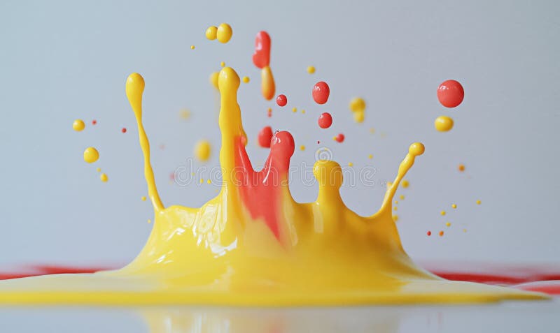 Colorful Paint Splash with Vibrant Yellow and Red Droplets Creating ...