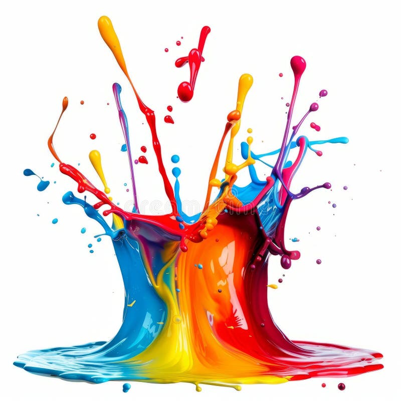 Colorful Paint Splash on the White Background Stock Photo - Image of ...