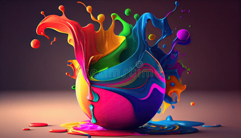 Colorful Paint Splash in Bowl Stock Illustration - Illustration of ...