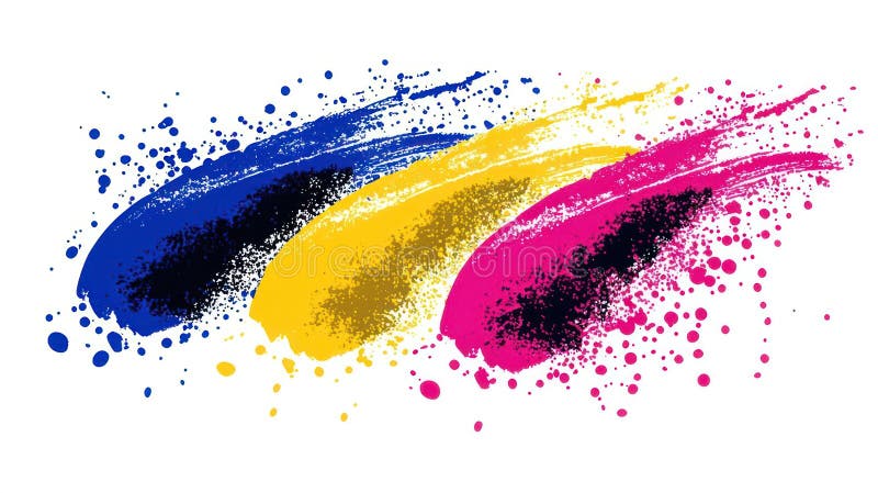 Colorful Paint Splashes in Blue, Yellow, and Pink, Creating a Dynamic ...