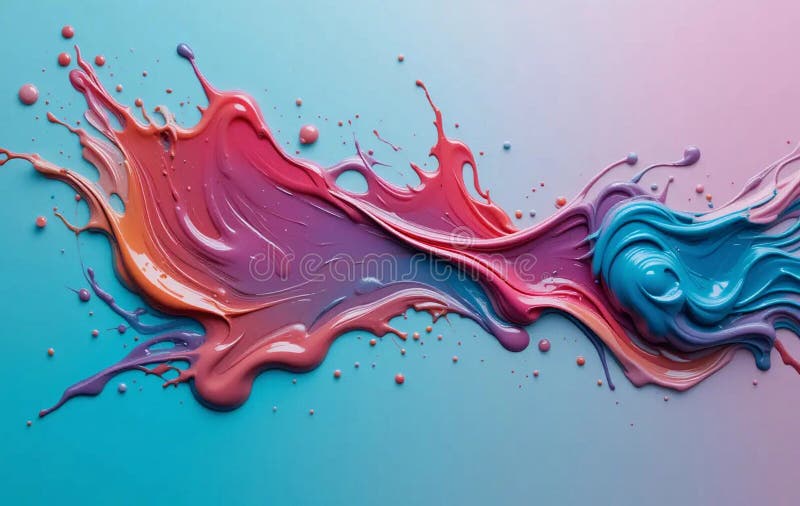 Colorful Paint Splashes Create an Abstract Design in a Minimalist ...