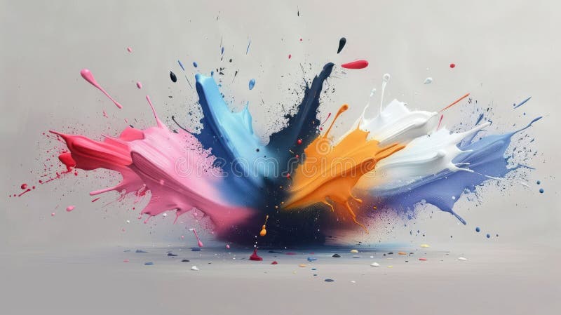 Colorful Paint Splashes Create an Energetic and Dynamic Visual Effect ...