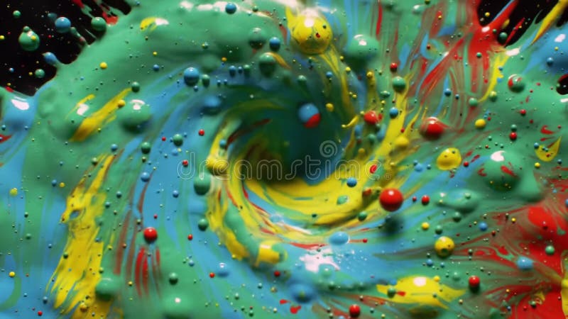 Colorful Paint Splashes Create Mesmerizing Whirlpool Effect on Black ...