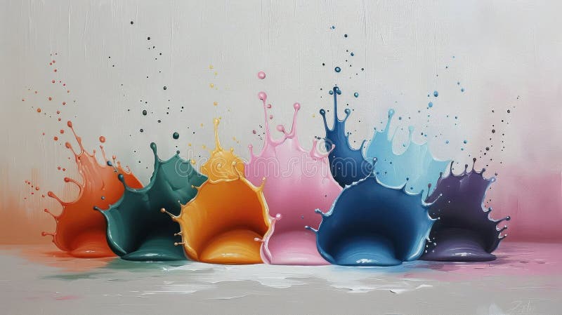 Colorful Paint Splashes Create a Vibrant, Artistic Display Stock ...