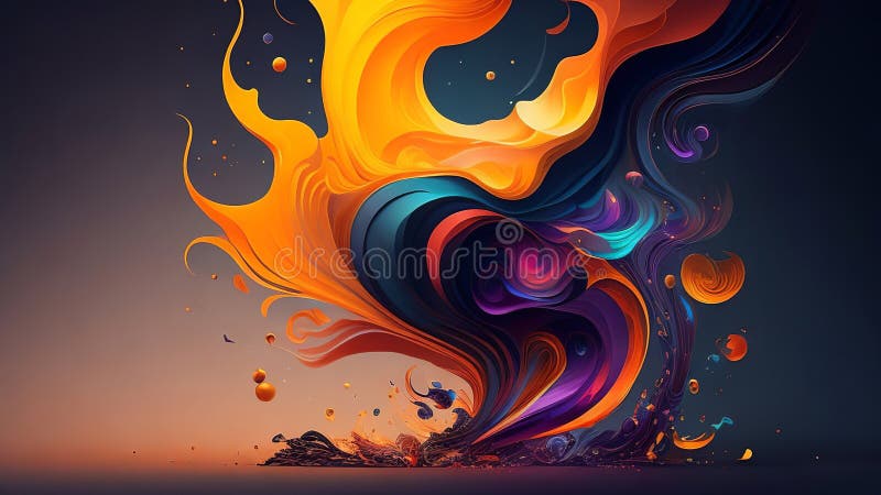 Colorful Paint Splashes on a Dark Background. 3d Rendering Stock ...