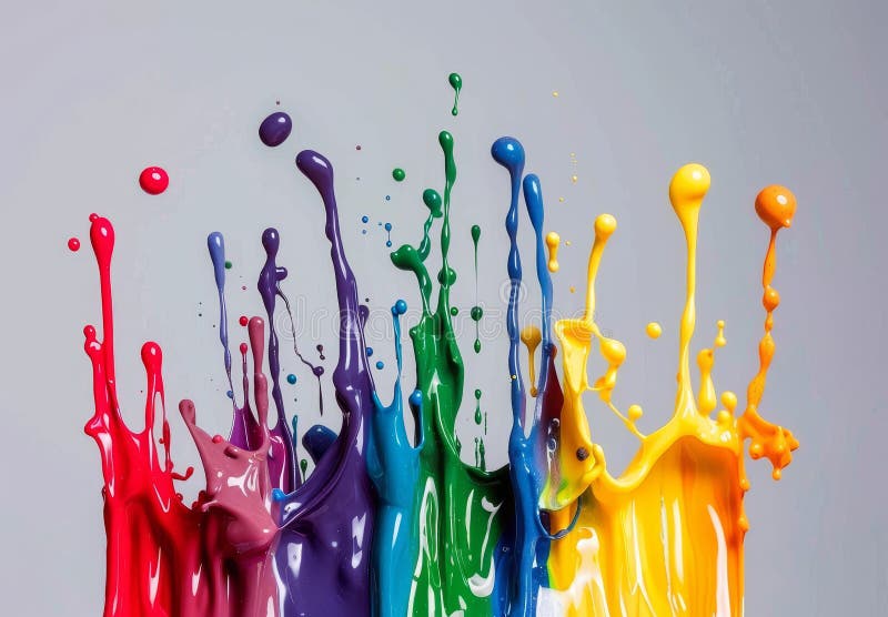 Colorful Paint Splashes and Drips Stock Illustration - Illustration of ...