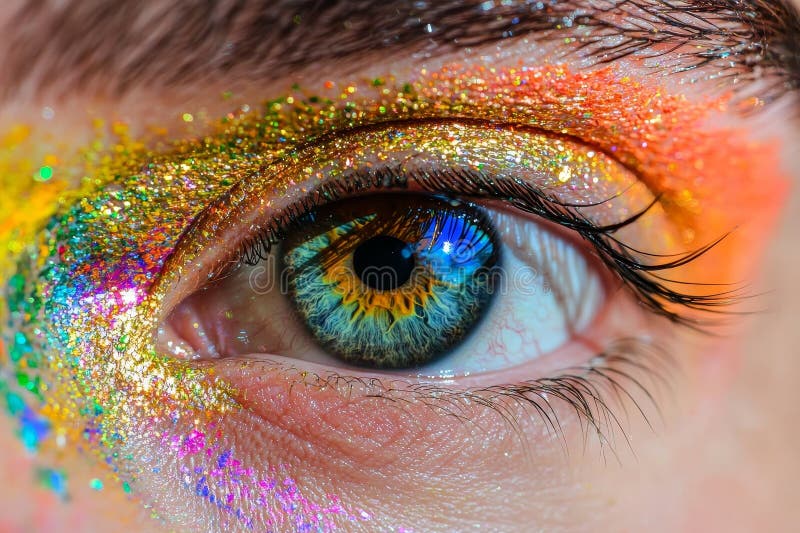 Colorful Paint Splashes and Drips on the Human Eye, Stock Image Stock ...