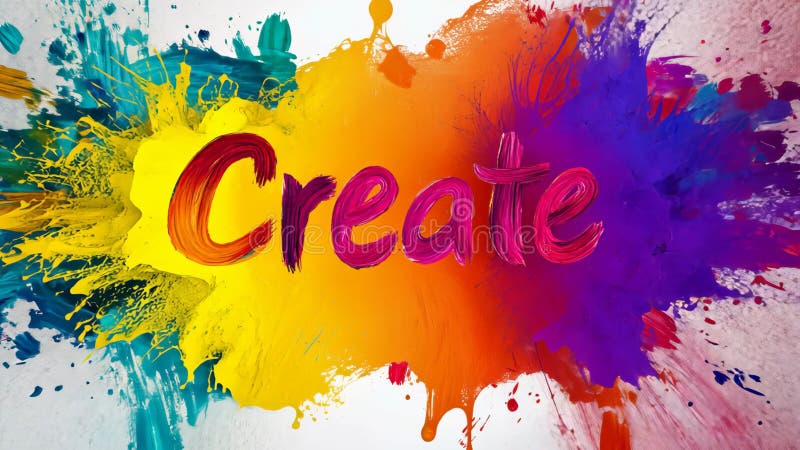 Vibrant Color Splash Animation Featuring the Word Create in Motion ...