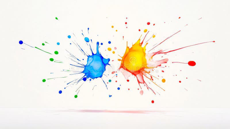 Colorful Paint Splashes Exploding on a White Background, Creating a ...