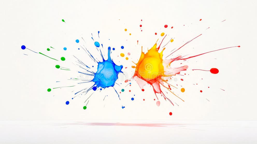 Colorful Paint Splashes Exploding on a White Background, Creating a ...