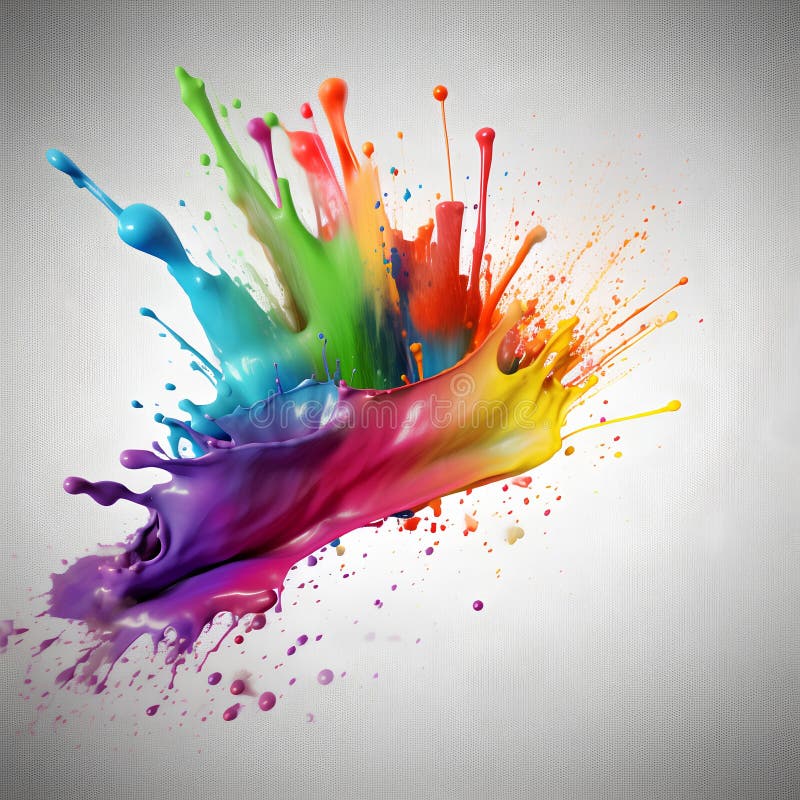 Colorful Paint Splashing Isolated on White Background. 3d Render Stock ...