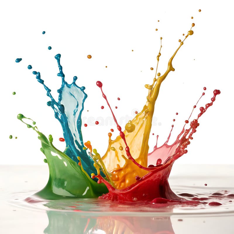 Colorful Paint Splashes Isolated on White Background Stock Illustration ...