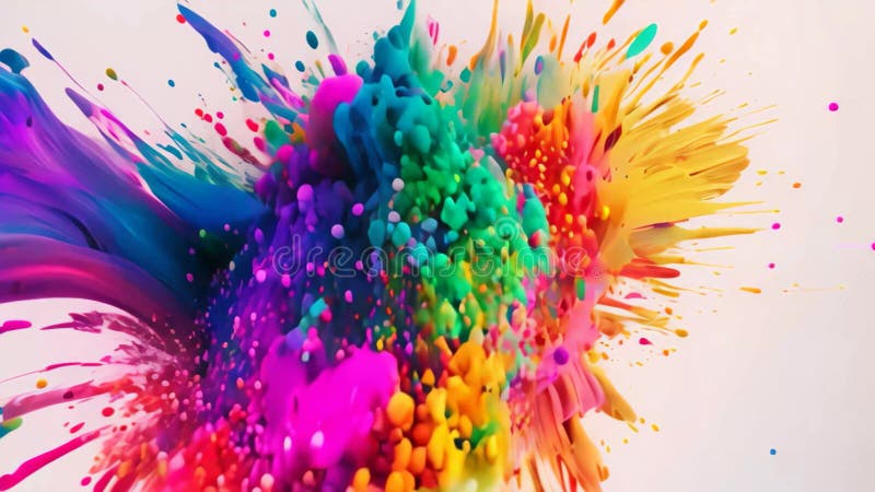 Colorful Paint Splashes Isolated on White Background. 3d Rendering ...