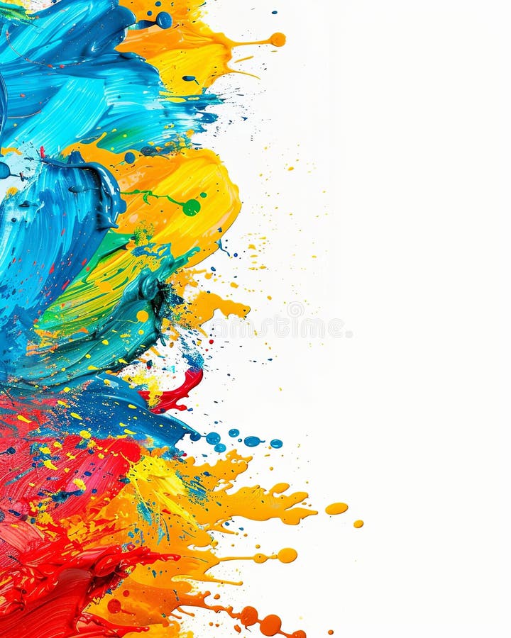 Colorful Paint Splashes on White Background Canvas Stock Illustration ...