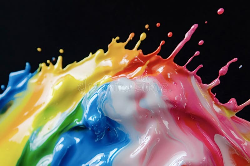 Colorful Paint Splashing on Black Background Stock Image - Image of ...