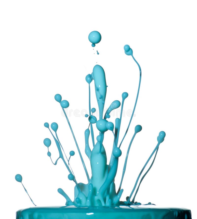 Blue Paint Spill Dripping Down and Paitnbrush Stock Image - Image of ...