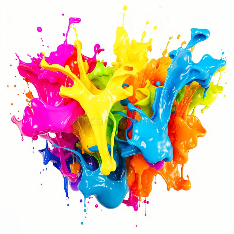 Colorful Paint Splashing Overlapping Each Other Stock Photo - Image of ...