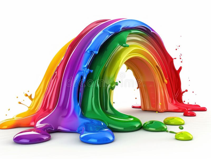 Colorful Paint Splashing in Rainbow Shape. Generative Ai Stock ...