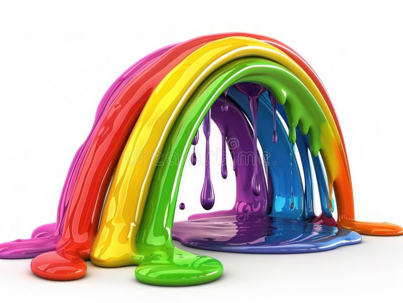 Colorful Paint Splashing in Rainbow Shape. Generative Ai Stock ...