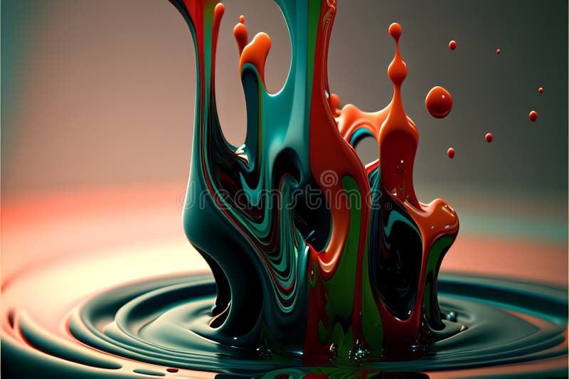 Colorful Paint Splashing on the Water. 3d Rendered Illustration Stock ...