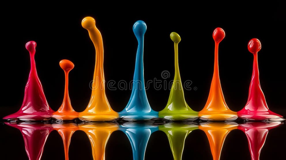 Colorful Paint Splatter on Black Background Stock Illustration ...