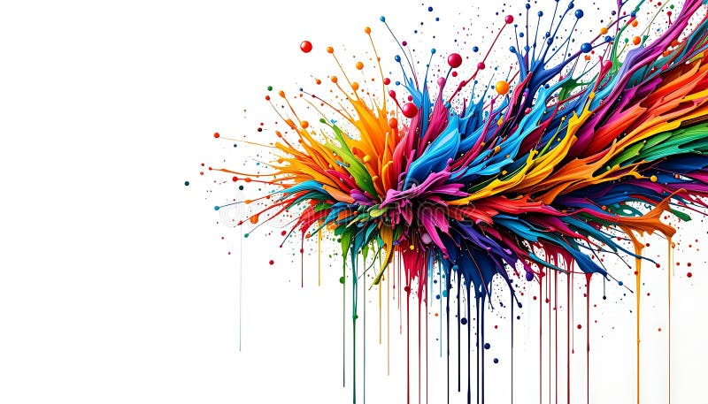 Colorful Paint Splatter Bursting Display with Dynamic Colors Against ...
