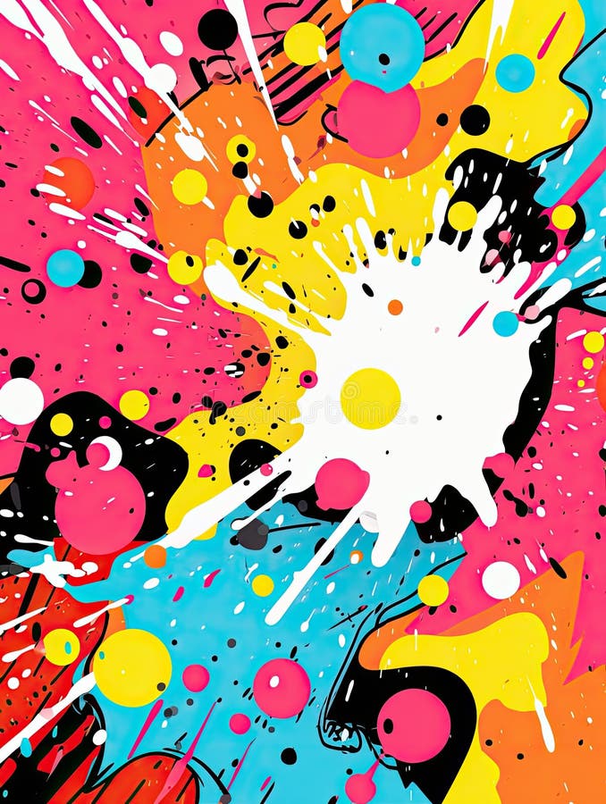 A colorful paint splatter stock illustration. Illustration of generative - 290763692