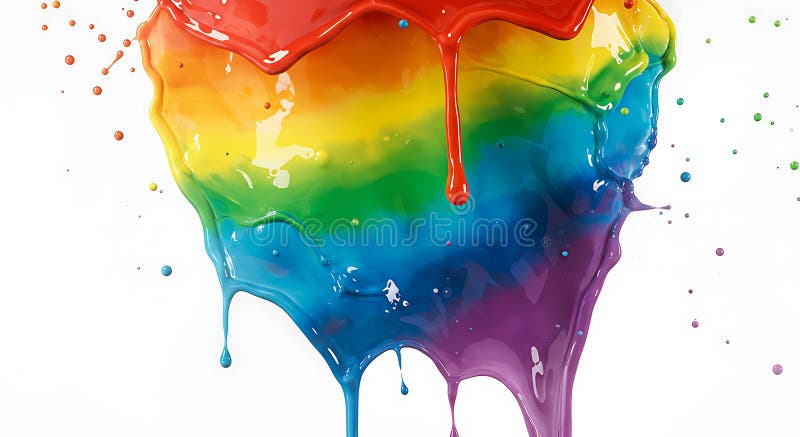Colorful Paint Splatter with Dripping Effect on White Background Stock ...