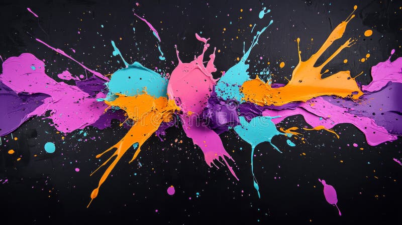 Colorful Paint Splatter Explosion on Black Background Stock ...