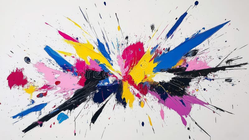 Colorful Paint Splatter Explosion on White Background Stock ...