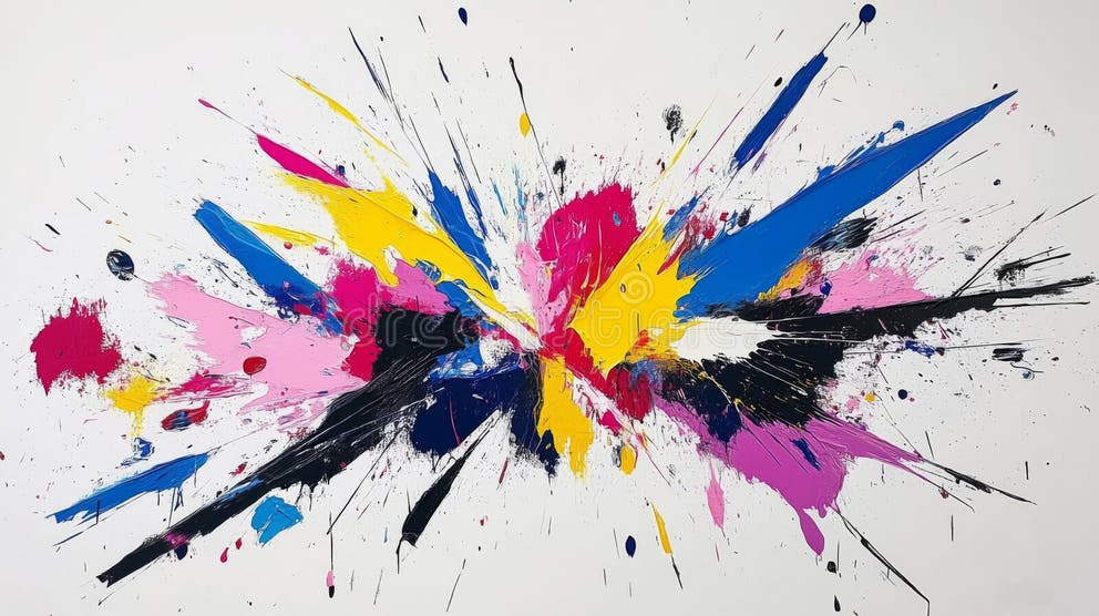 Colorful Paint Splatter Explosion on White Background Stock ...