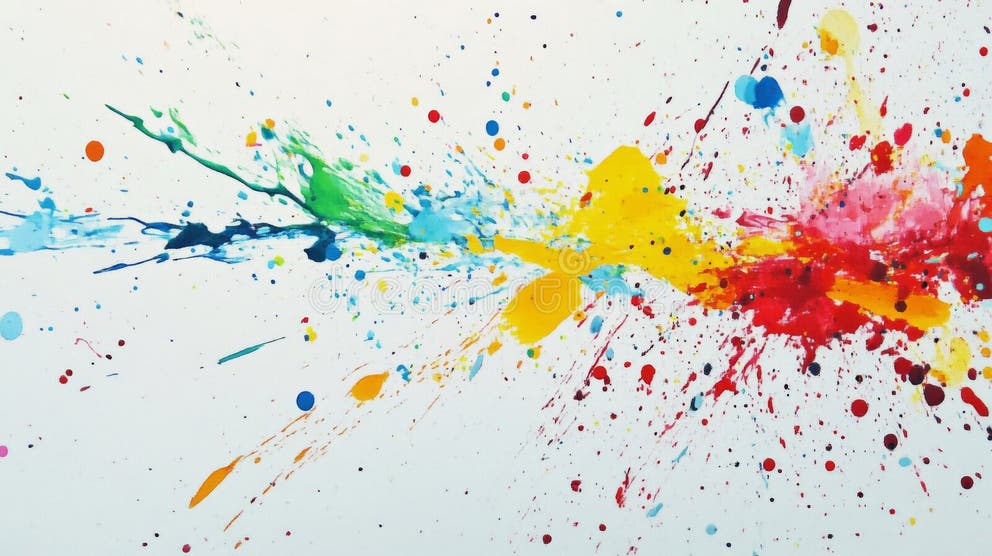 Colorful Paint Splatter Explosion on White Background Stock ...