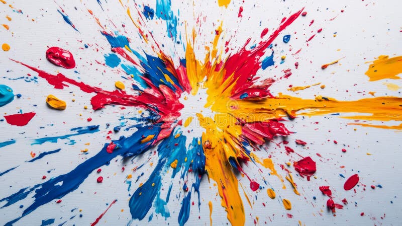 Colorful Paint Splatter Explosion on White Canvas Stock Illustration ...