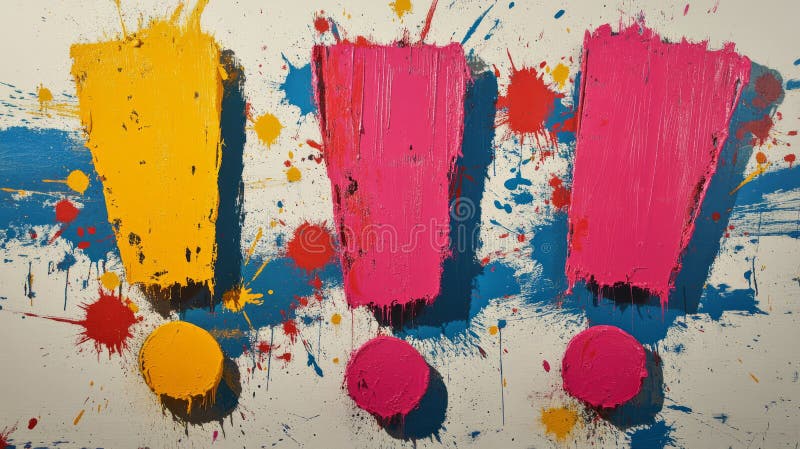 Colorful Paint Splatter Forming Exclamation Marks. Stock Image - Image ...