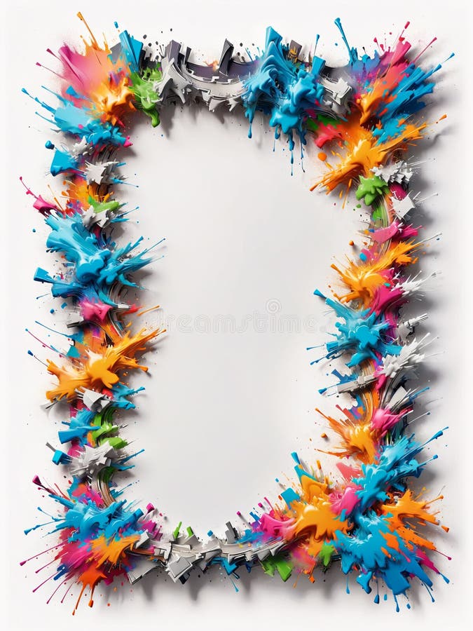 Colorful Paint Splatter Frame Stock Illustration - Illustration of ...