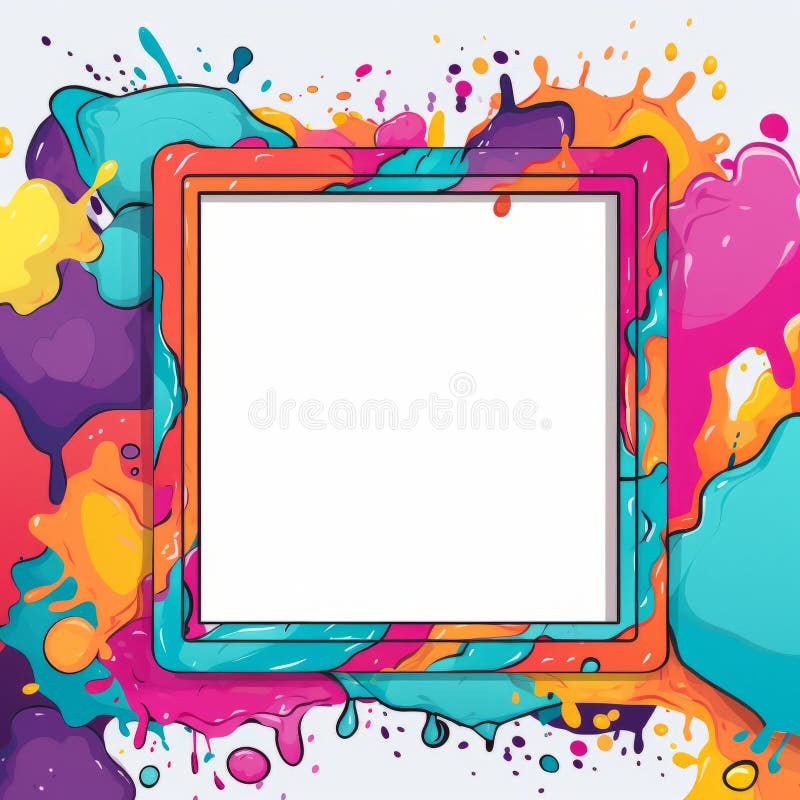 Colorful Paint Splatter Frame with Blank Space for Text Stock ...