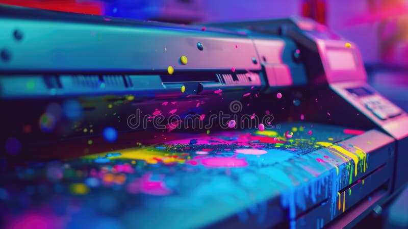 Colorful Paint Splatter on Printer Stock Image - Image of imagery ...
