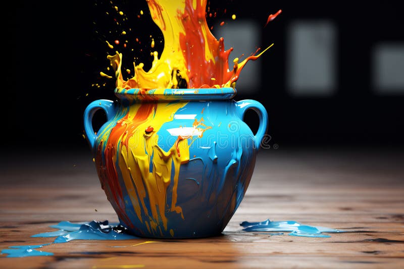 Colorful Paint Splatter from Rainbow Pot Stock Photo - Image of ...