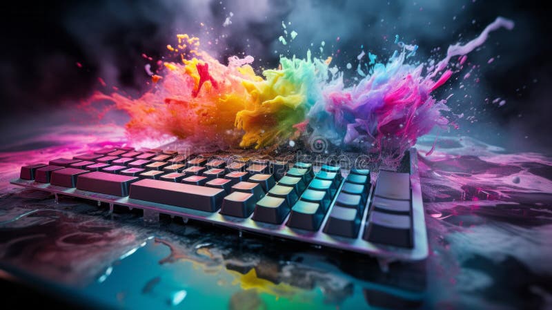 A Computer Keyboard Covered in Colorful Paint Stock Image - Image of ...