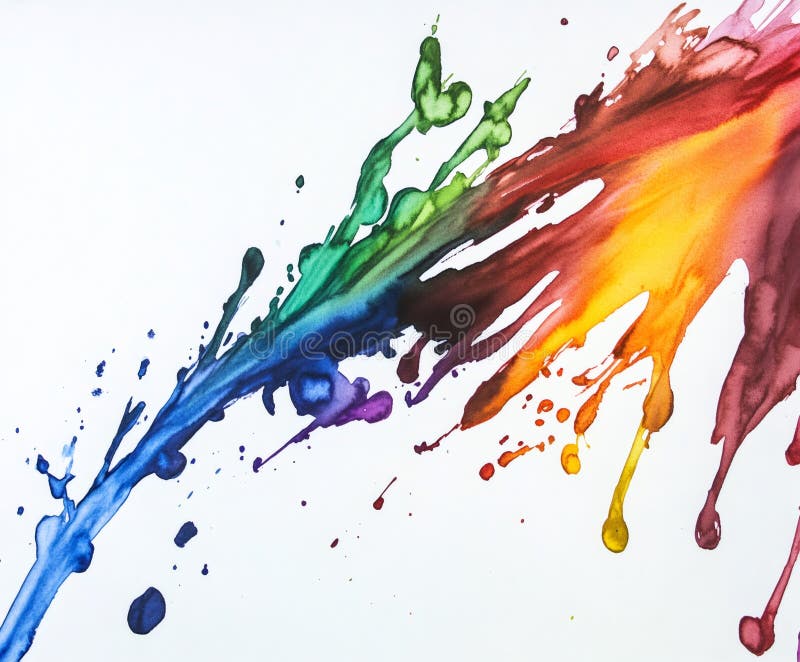 Colorful Paint Splattering on White Background Creating Abstract Design ...