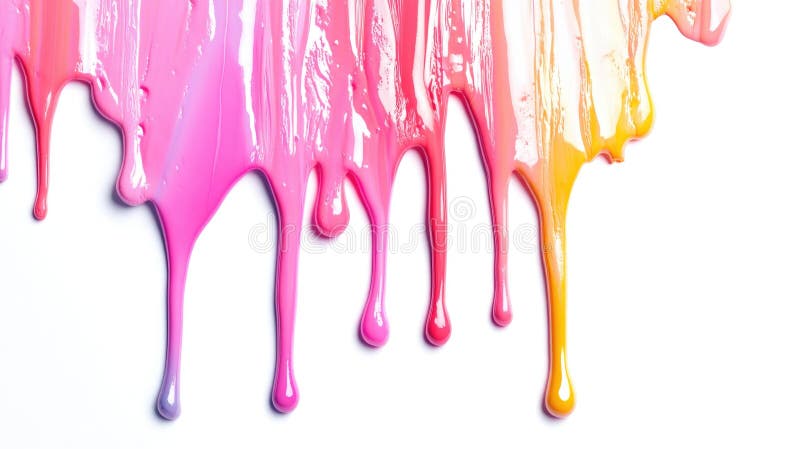 Colorful Paint Splatters and Drips on White Background Stock ...