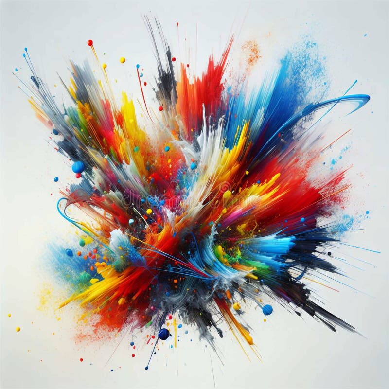 Colorful Paint Splatters and Streaks Create a Dynamic and Explosive Effect, Showcasing Vibrant ...