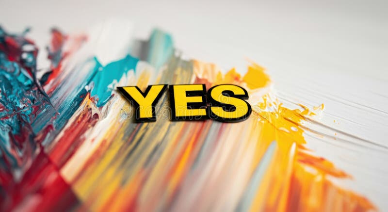 Colorful Paint Strokes with the Word YES Prominently Displayed Stock ...