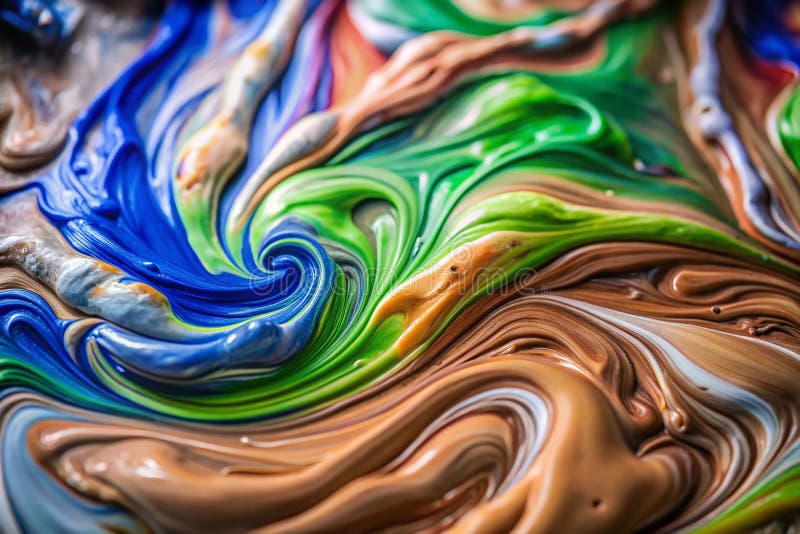 Colorful Paint Swirling in a Palette Stock Illustration - Illustration ...