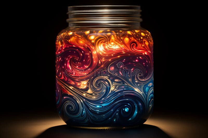 Colorful Paint Swirls in Water, Mesmerizing Pattern Inside Glass Jar ...