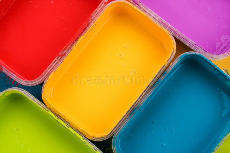 Colorful paint trays stock photo. Image of group, variety - 6335750
