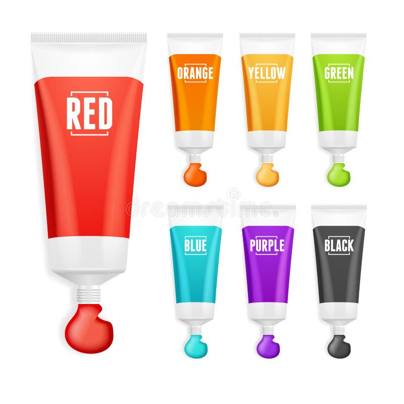 Colorful Paint Tubes Set CMYK Print Concept. Vector Stock Vector ...